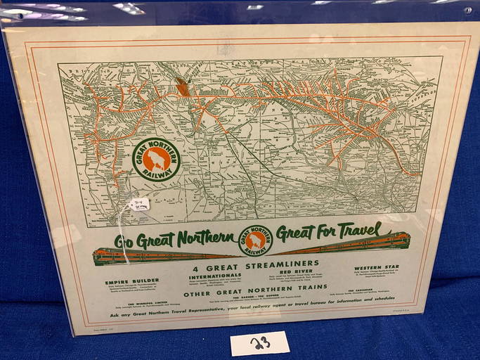2 Sided Great Northern Railway System Map (printed