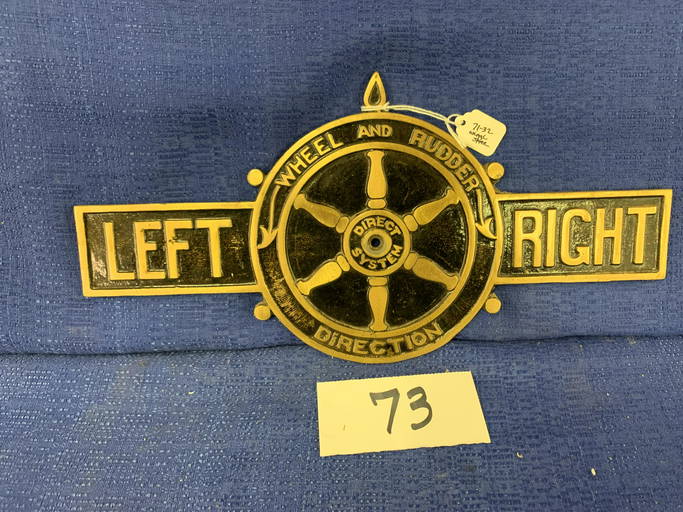 Solid Brass Wheel/rudder Direction Plate