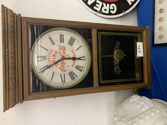 Antique Wooden Regulator Coca Cola Wall Clock