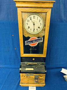 Hallock Clock Co. Oak Time Clock