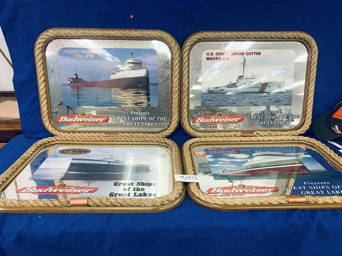 4 Budweiser Shipping Mirrors With Rope Frame