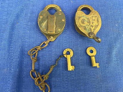 Brass Railroad Lock And Keys