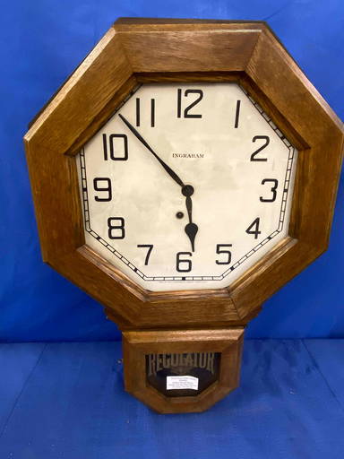 E. Ingraham Oak Regulator Wall Clock