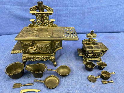 2 Cast Iron Toy Cook Stoves