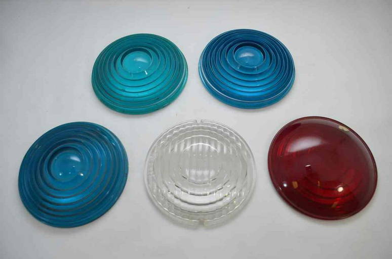 Five Railroad Lantern Lenses 5 3/8 Diameter