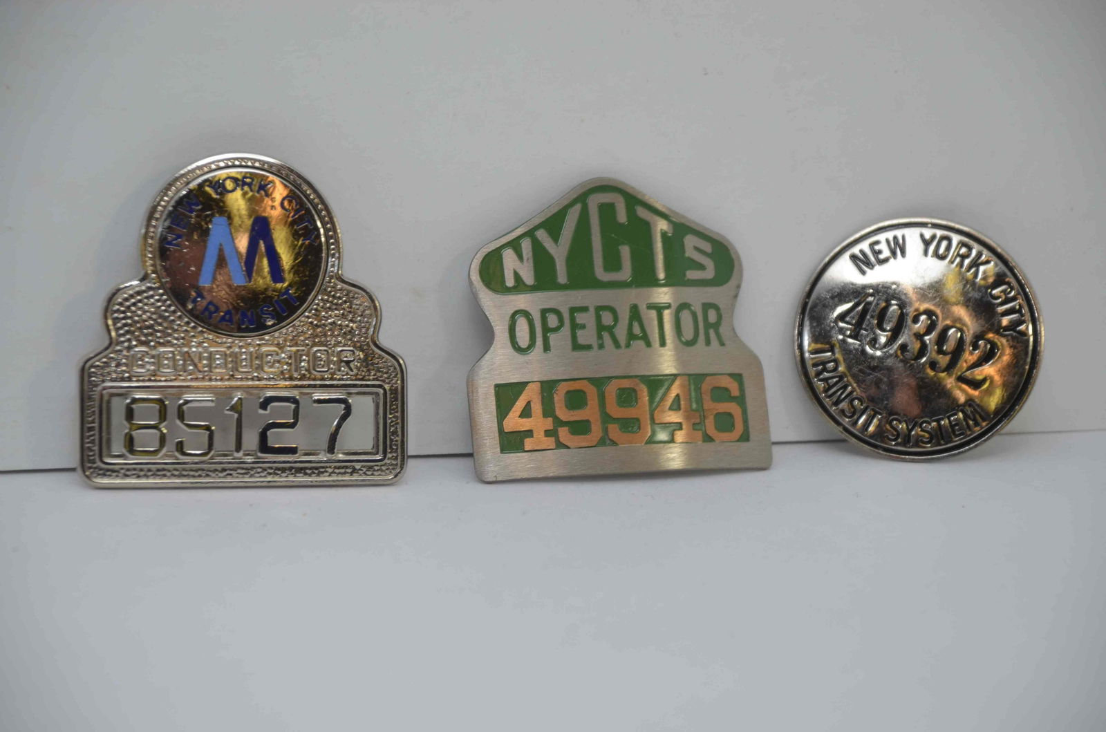 Three New York City Transit System Badges-Conductor and Operator ...