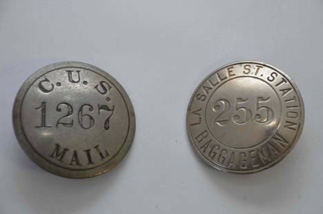 Chicago Union Station Mailman Badge/lasalle St Station Baggageman Badge