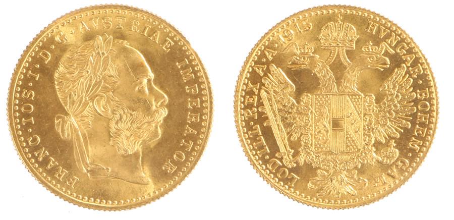 Austria Franz Joseph 1 Ducat gold coin, 1915 re-strike - Oct 04, 2019 ...