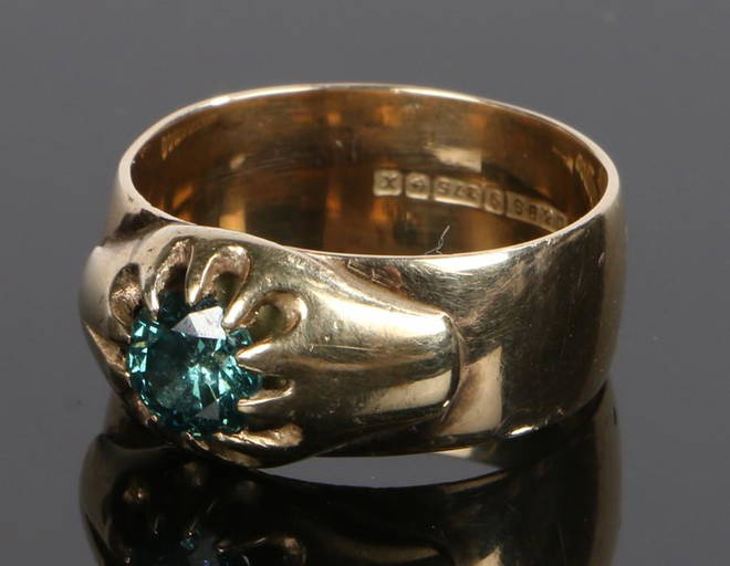 Gentleman's Blue Diamond Set Ring, The Blue Diamond