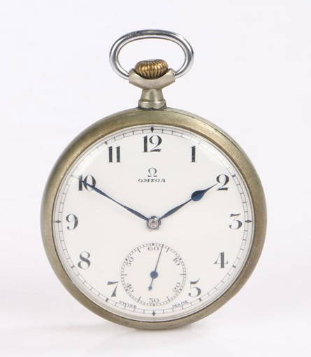Omega Open Face Pocket Watch, The Signed White Dial