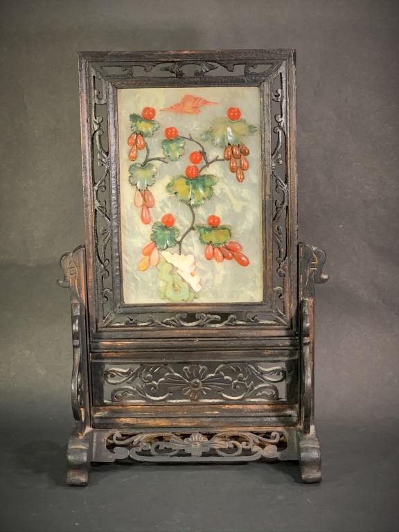Vintage Chinese Jade & Stone Table Screen - Nov 13, 2019 | Anzardo's ...