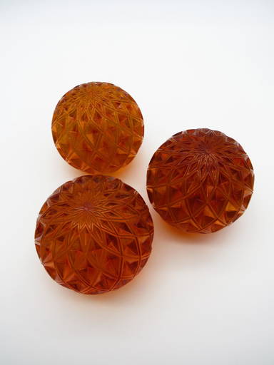 3 Decorative Amber Colored Resin Spheres