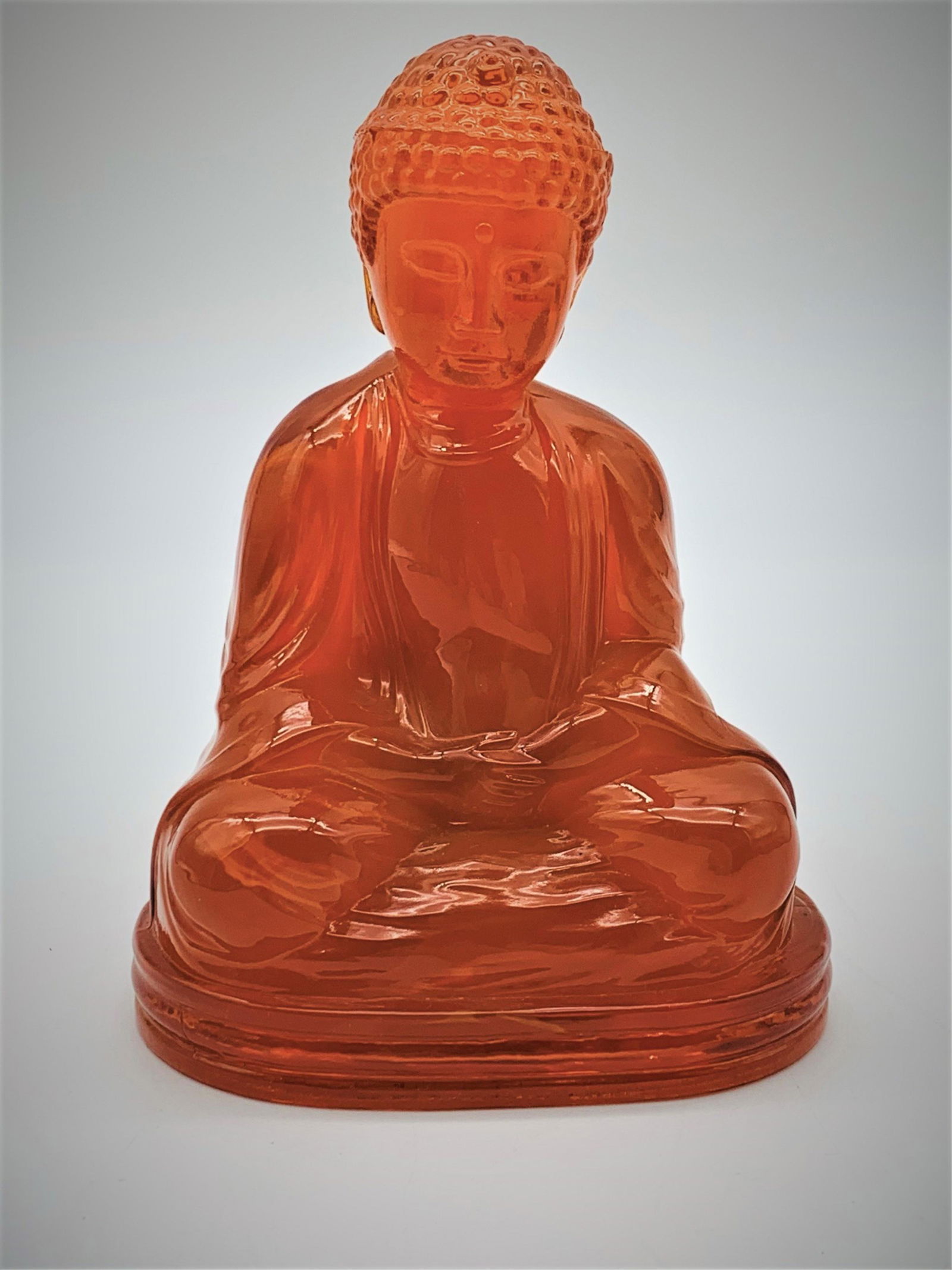 Vintage Chinese Amber Glass Buddha Figure