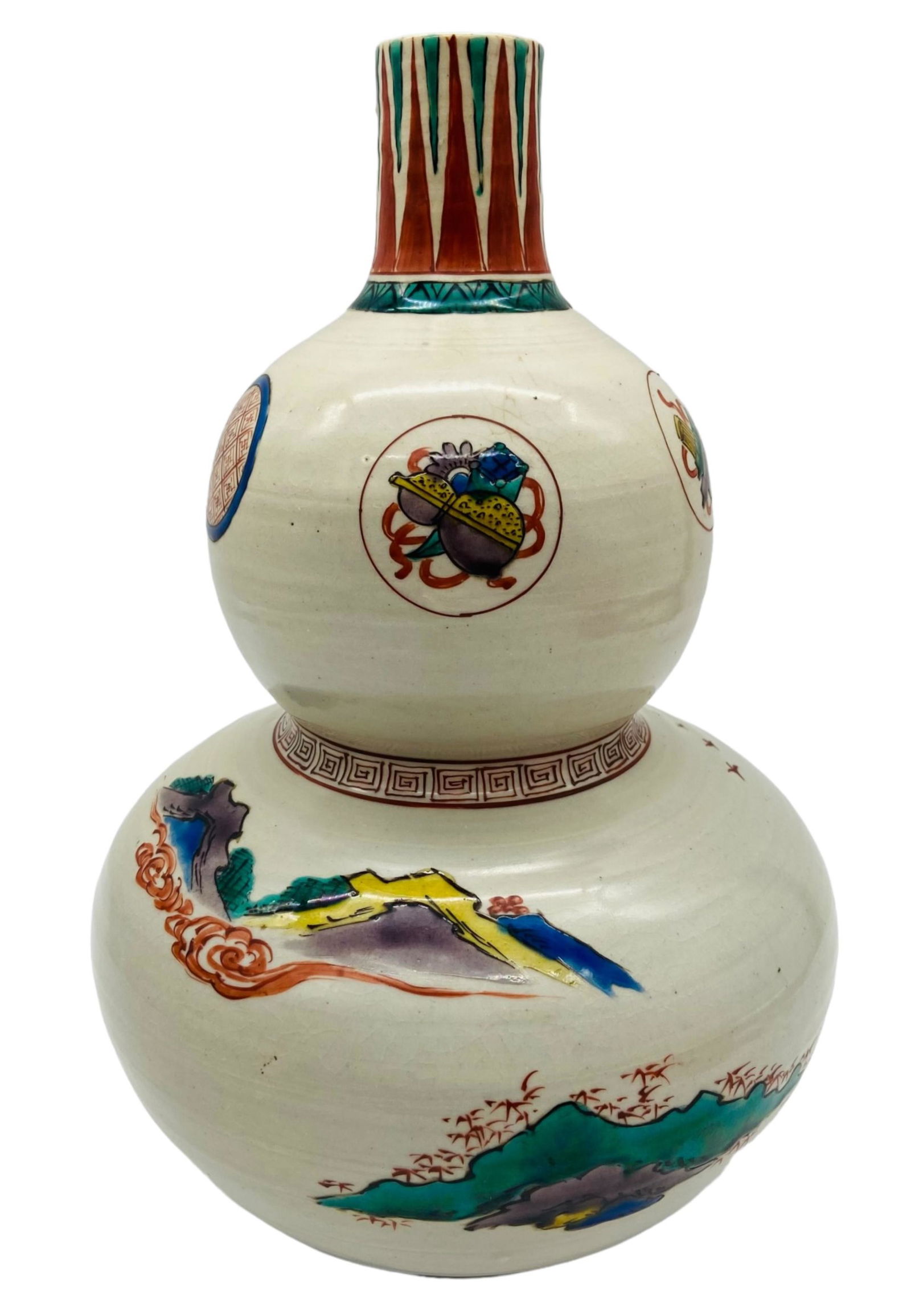 19th C Gourd Shape Japanese Kutani Vase