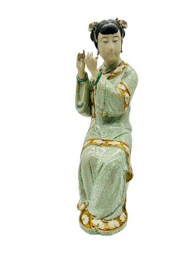 Large Double Signed Chinese Shiwan Figure