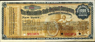 Ny. Safe Deposit Co. Silver Bullion Certificate