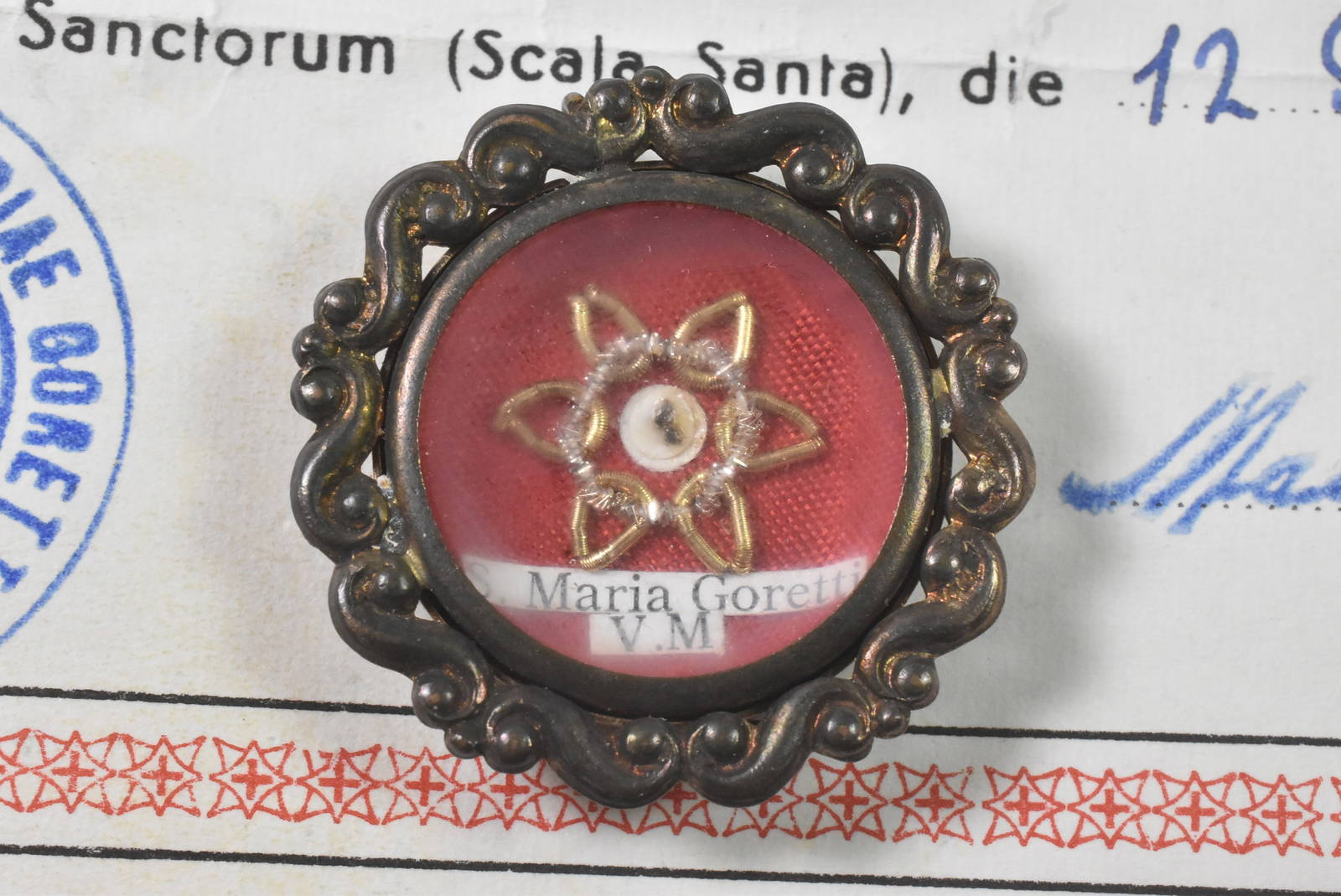 1st Class Reliquary Relic Saint Maria Goretti, With Certificate Auction