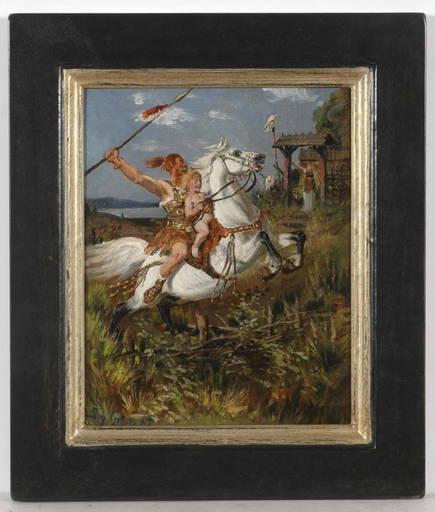 Johannes Gehrts (1854 1921) "germanic Family", Oil Painting, 1885