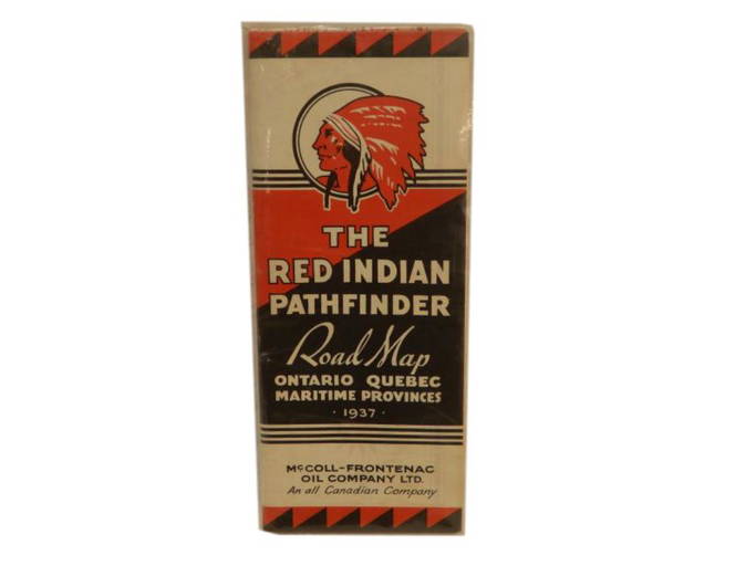 1937 Red Indian Pathfinder Road Map Mccoll Frontenac