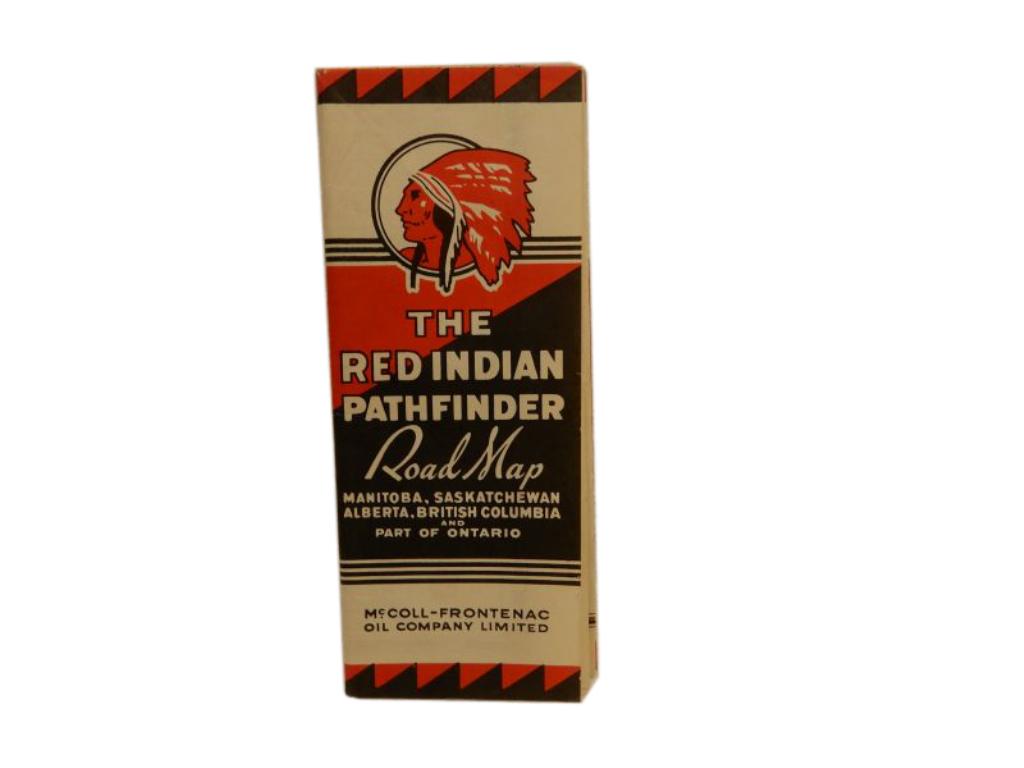 1940's Red Indian Pathfinder Road Map Mccoll Frontenac