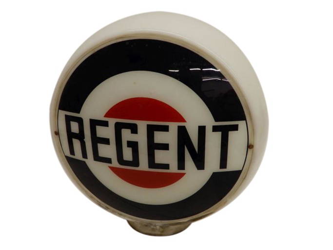 Regent Oil Milk Glass Gas Pump Globe 3 Piece, Good