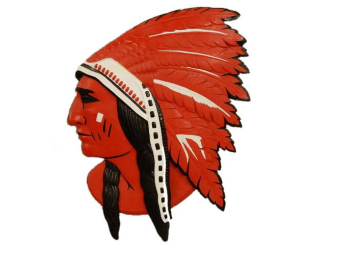 Rare Red Indian Medusa 32" X 25" , Facing Left, Repaint