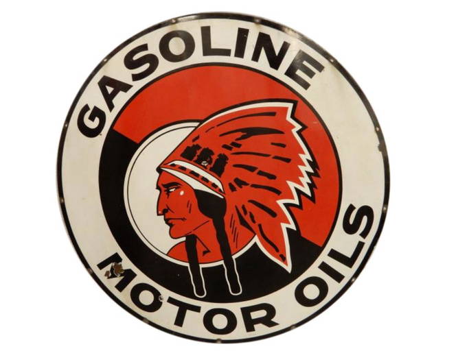 Red Indian Gasoline Motor Oil Ssp Sign W.f.vilas Co.