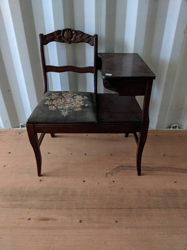 Antique Telephone Stand With Needle Pointed Seat