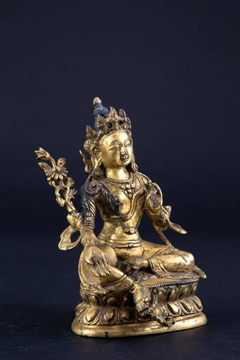 Sculpture "buddha Sitting On Double Lotus Flower"