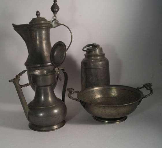 Miscellaneous Convolute, Four Large Tin Vessels