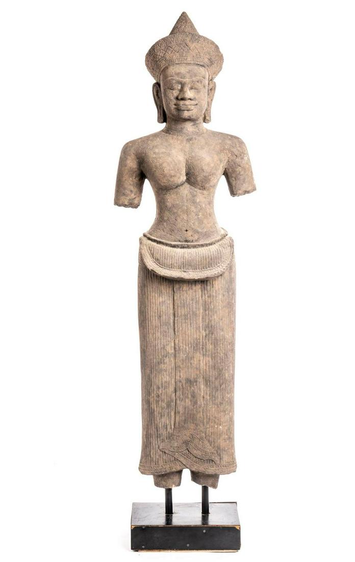 A Khmer Stoneware Statue