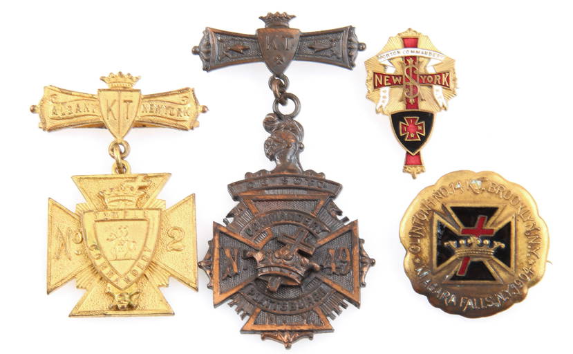 Knights Templar Ny Commandery Badges & Pins Lot Of 4