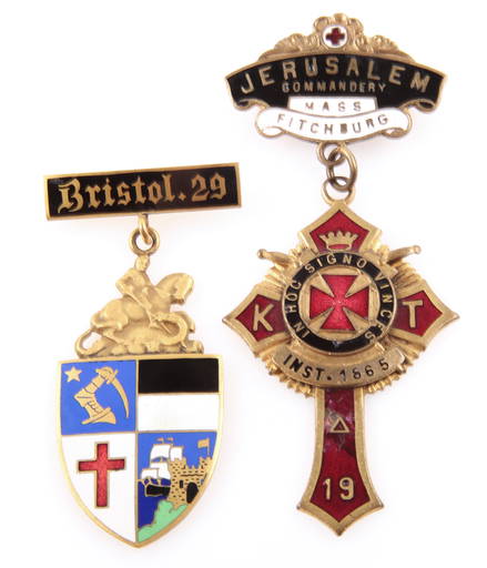 Knights Templar Mass. Commandery Badges Lot Of 2