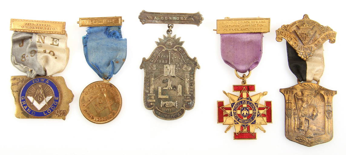 Masonic Grand Lodge Scottish Rite Badges Lot Of 5
