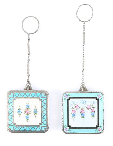 Guilloche Enamel Compacts Lot Of 2
