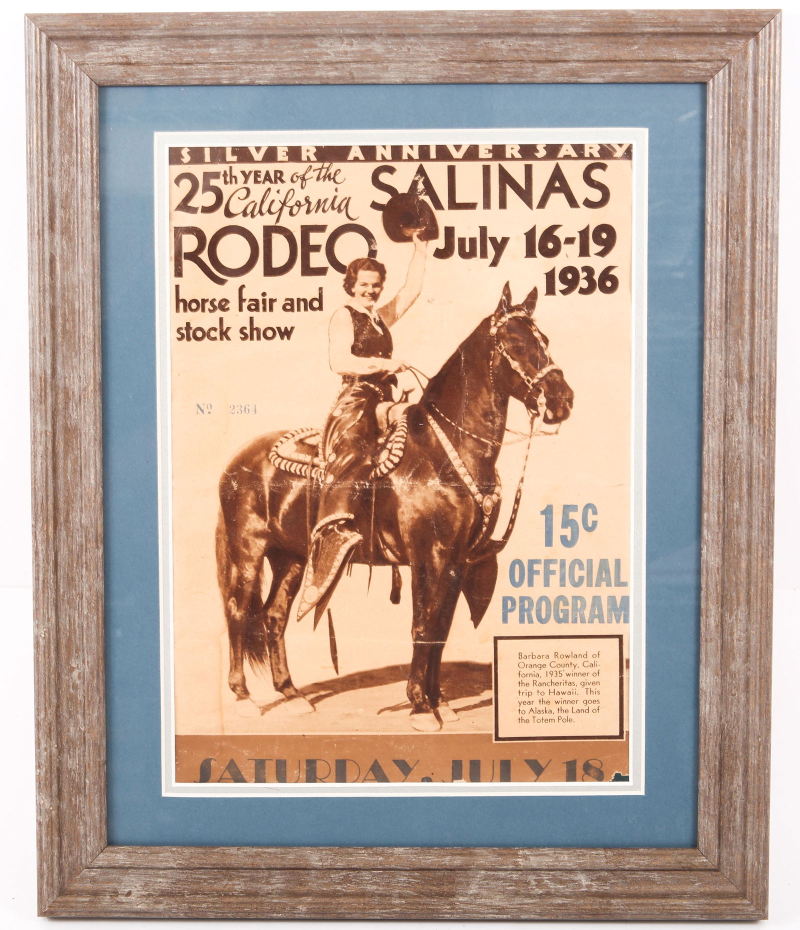 1936 SALINAS RODEO PROGRAM COVER - Jul 02, 2021 | Omnia Auctions in FL