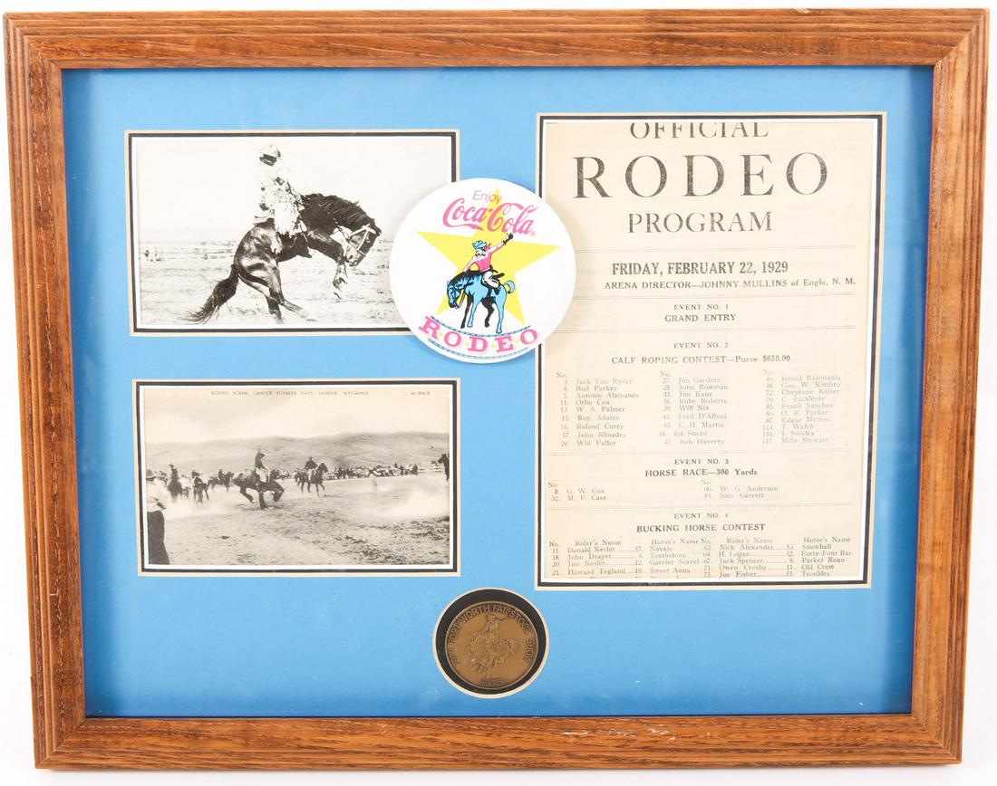 FRAMED EARLY 19TH CENTURY RODEO POSTCARDS & PROGRAM (#26193) on Jul 02 ...