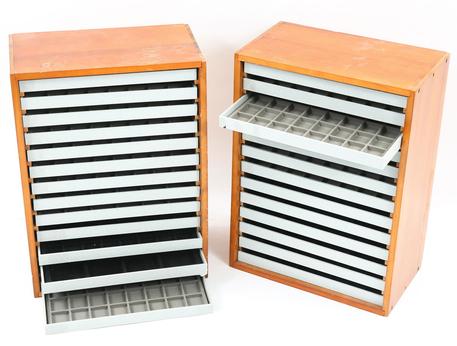 Pair Of 13 Drawer Specimen Display Cases