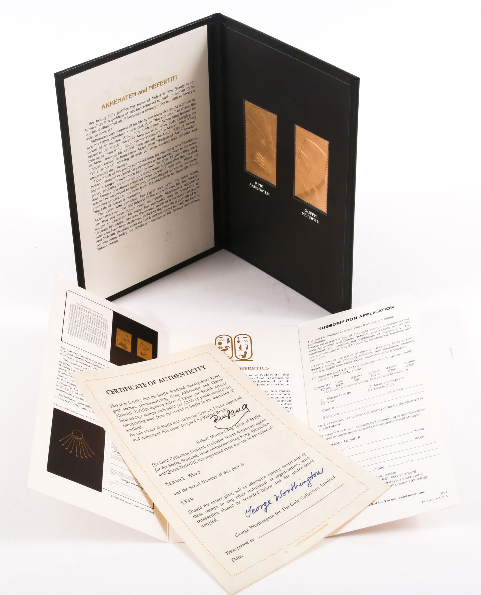 Staffa, Scotland 23k Gold Akhenaten & Nefertiti Stamps