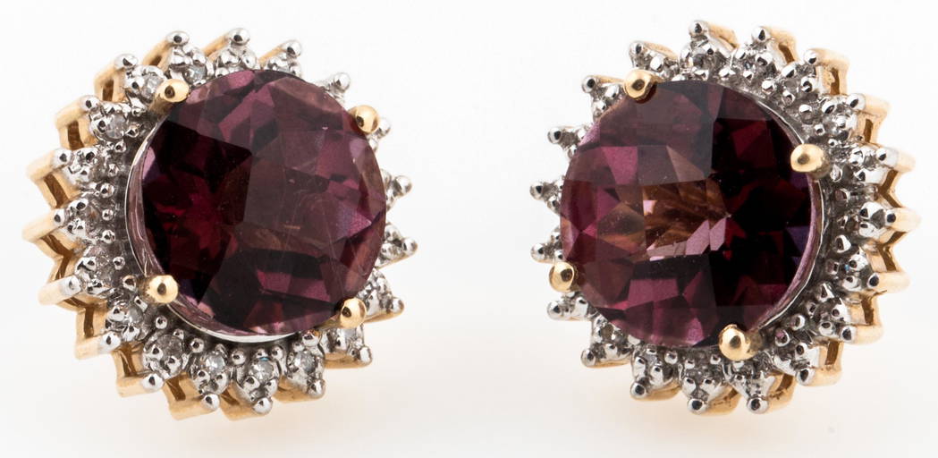 John C. Rinker 14k Gold, Pink Topaz, & Diamond Earrings