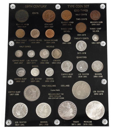 19th C. US COMPLETE TYPE COIN SET - BETTER GRADES (#45140) on Apr 22 ...