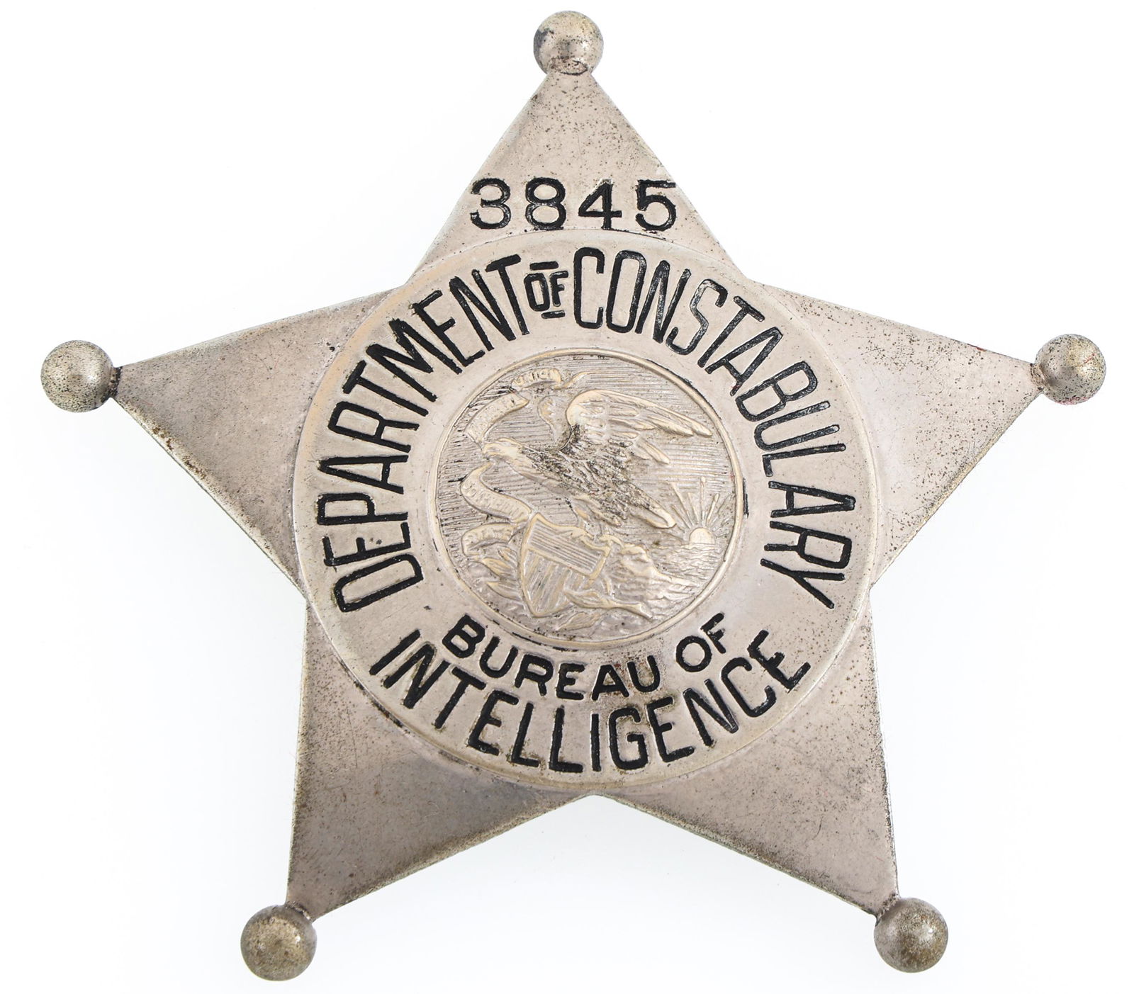 Illinois Bureau Of Intelligence Badge No. 3845