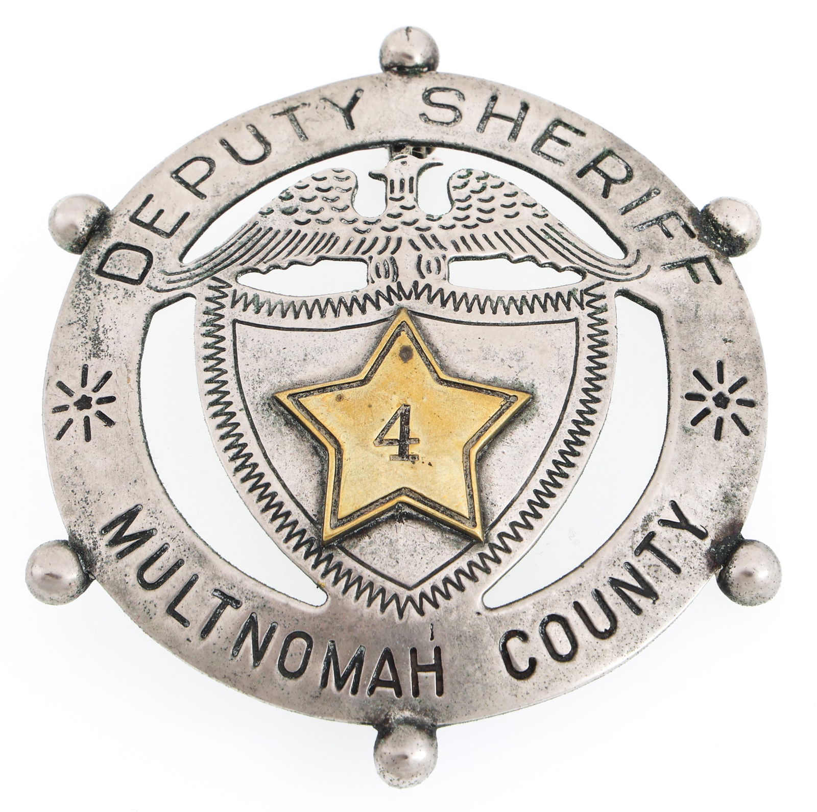 Multnomah County Oregon Deputy Sheriff Badge No. 4
