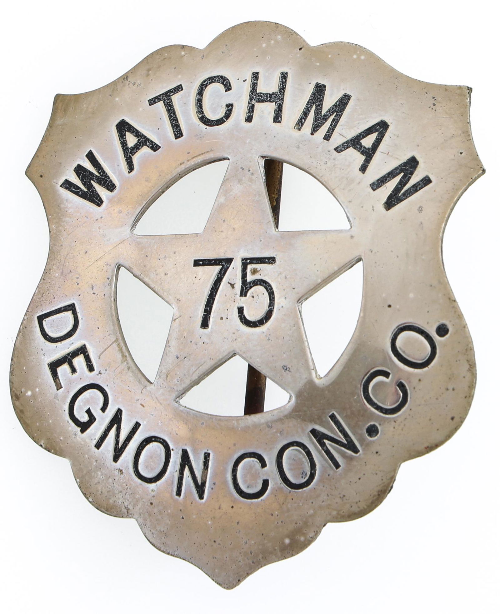 Degnon Contracting Company Watchman Badge No. 75