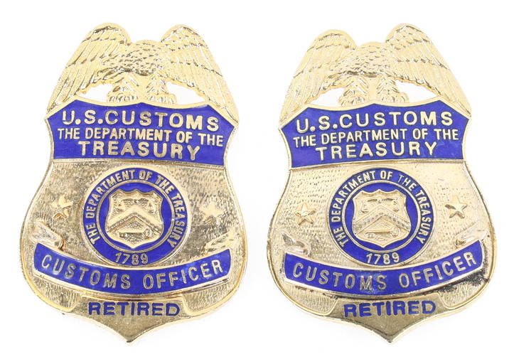 U.s. Customs Treasury Retired Customs Officer Badges