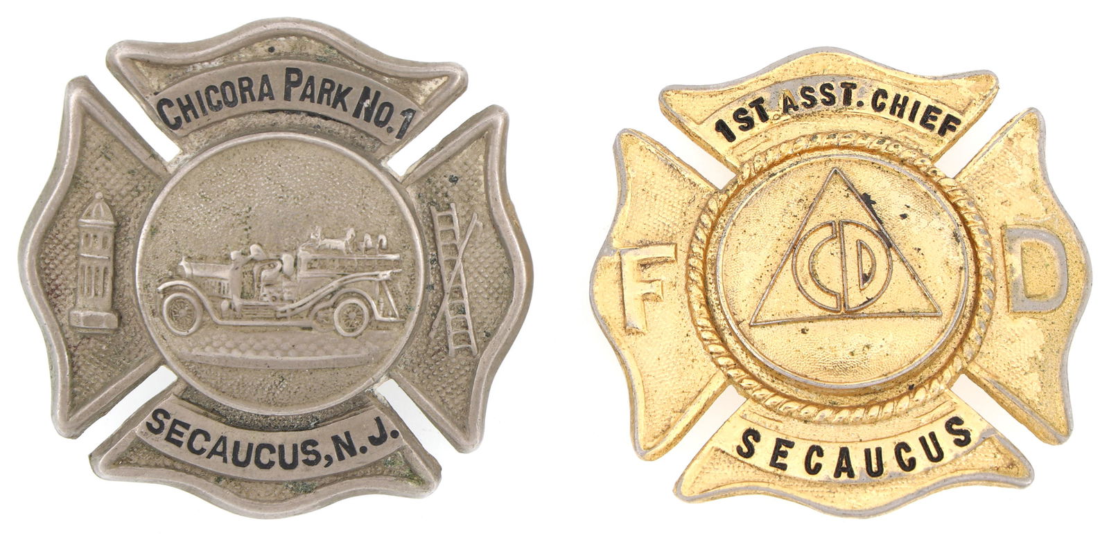 Secaucus New Jersey Fire Department Badges Lot Of Two 47109 On Jul