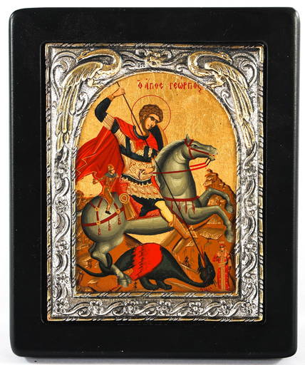 Modern Replica Greek Icon Of Saint Michael & The Dragon