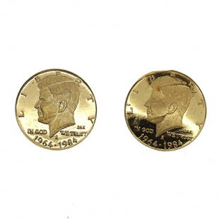 1984 Columbia Mint Miniature 24k Gold Kennedy 50c Coins