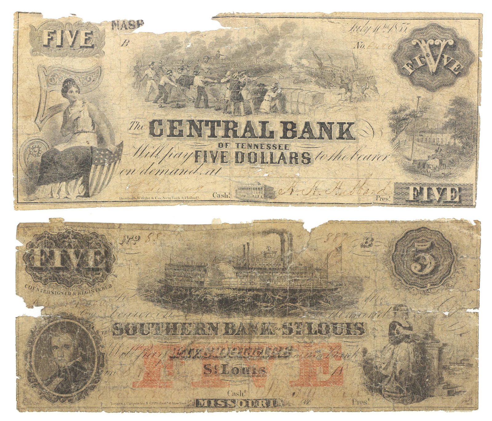 1800's $5 UNITED STATES OBSOLETE CURRENCY NOTES (#54185) on Jan 09 ...
