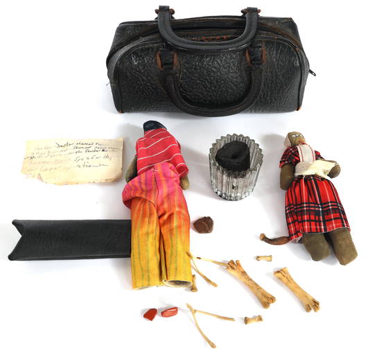 Haitian Voodoo Doctor Bag With Dolls & Paraphernalia